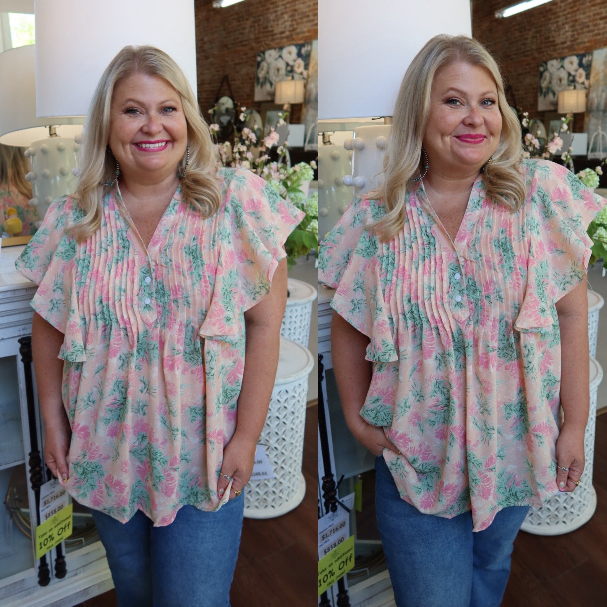 Peach Ruffle Detail Blouse – The Teal Gypsy Boutique
